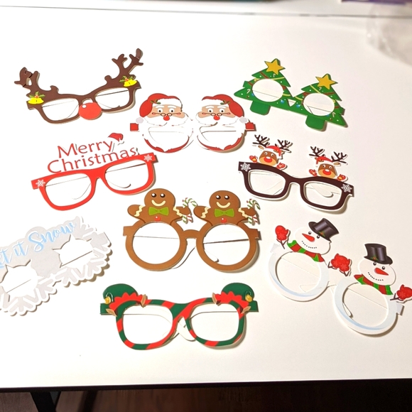 Other | Christmas Prop Glasses For Photo Booth Party Selfies Set Of 9 ...